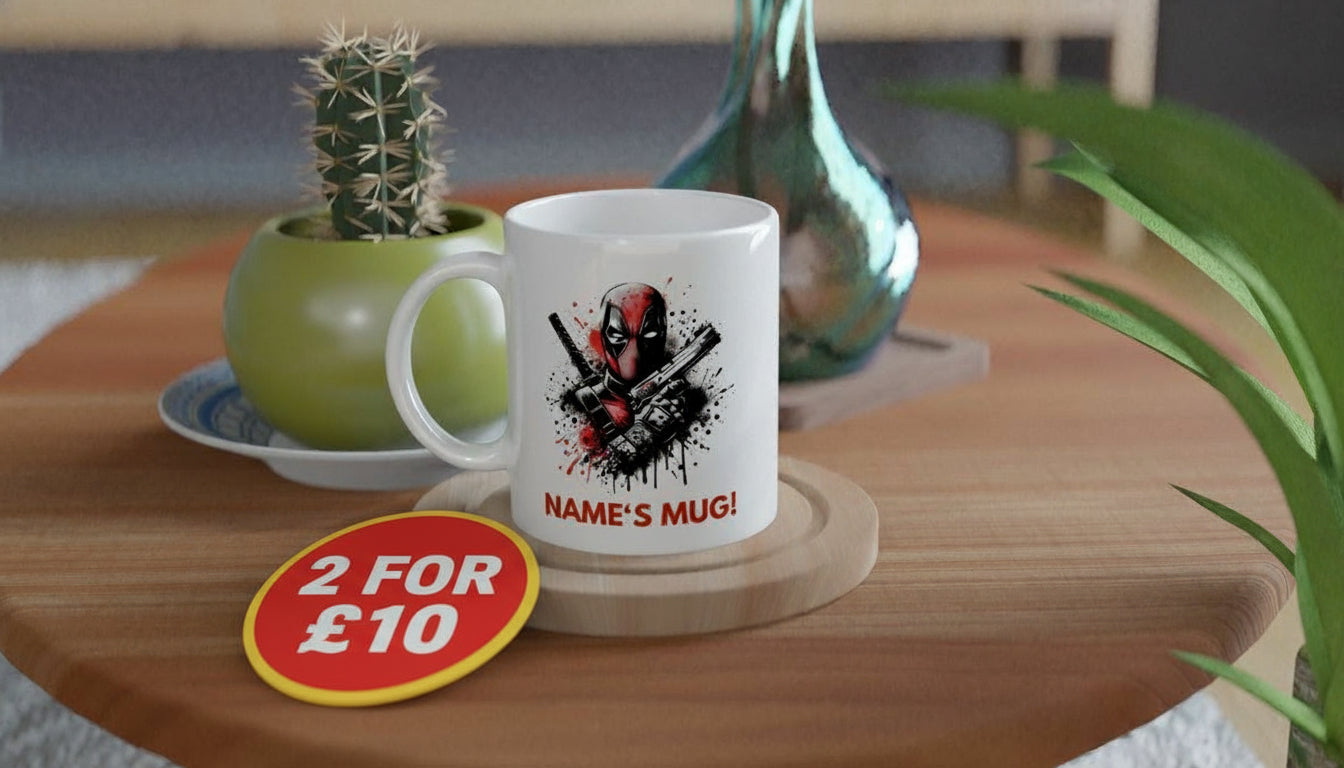 11oz Personalised 'Named' Deadpool Mug. – Mugginsuk