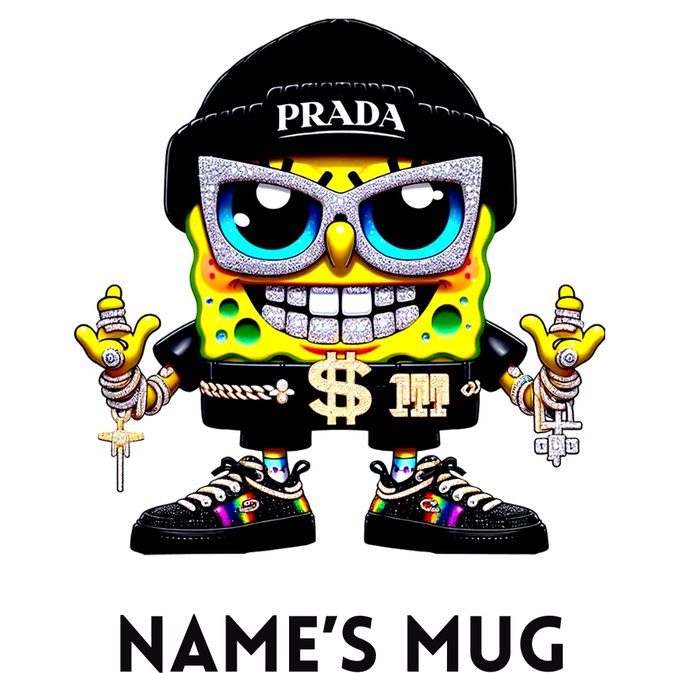11oz Personalised 'Named' Prada Spongebob Mug. – Mugginsuk